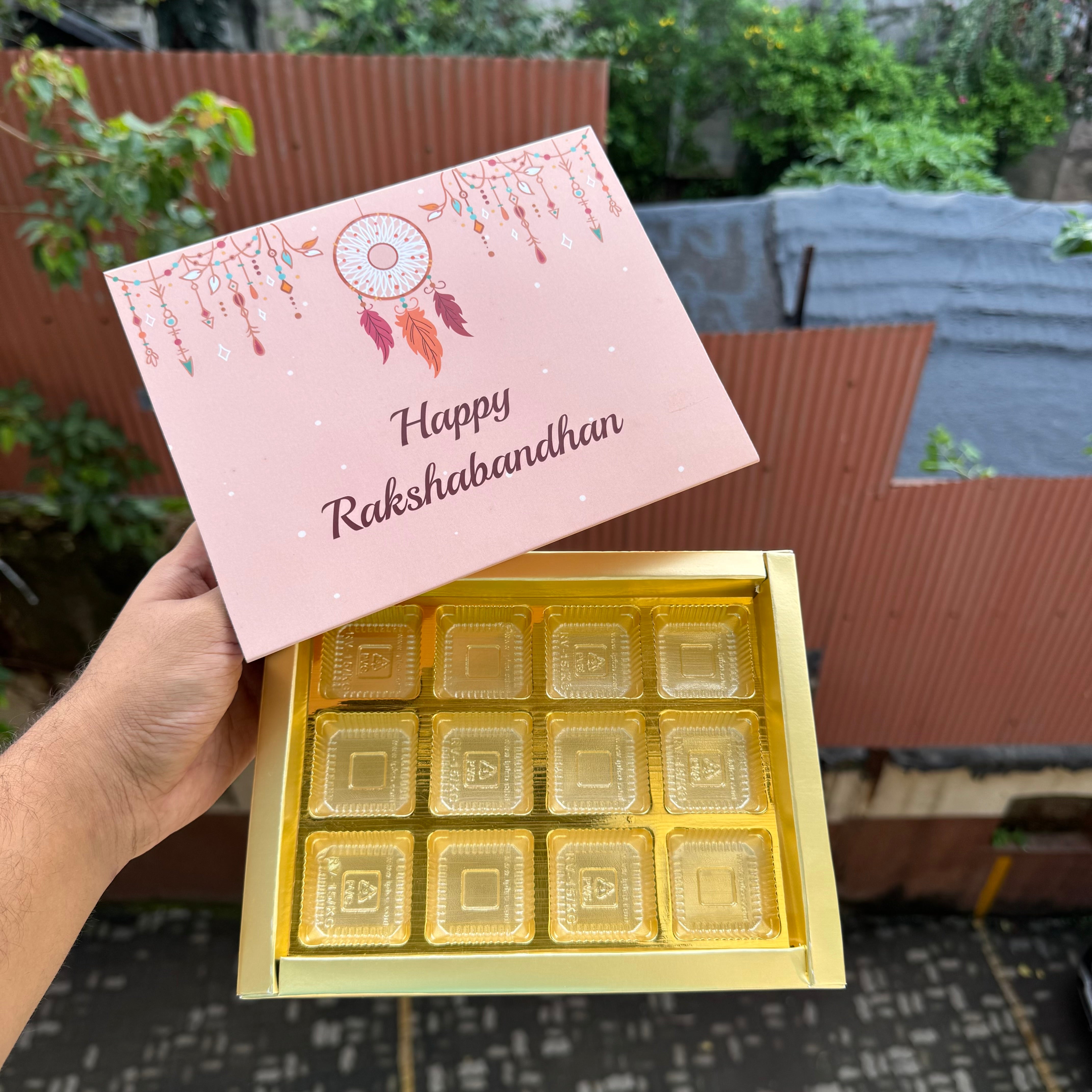 Rakhi Slider Box With 12 Cavity Chocolate Tray (10pc) – Arife.Aesthetics